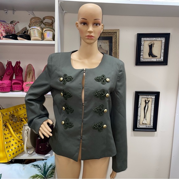 Soho | Jackets & Coats | Soho New York Jeans Nwt Gold Bottons Green ...
